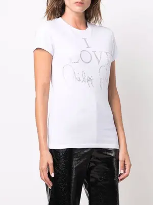 Philipp Plein I Love Crystal-embellished T-shirt - White