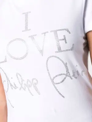 Philipp Plein I Love Crystal-embellished T-shirt - White