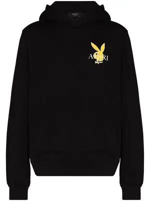 Amiri Playboy Logo-Print Hoodie In Black - 60% Off | Editorialist