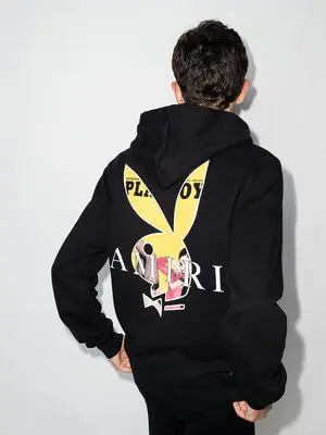 Amiri Playboy Logo-Print Hoodie In Black - 60% Off | Editorialist