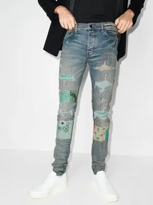 Amiri Quilted Patch-detail Slim-fit Jeans