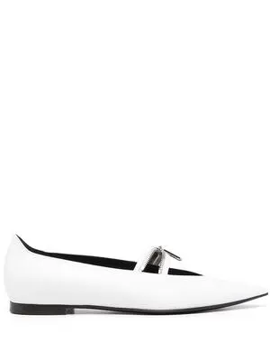 Off-white Pointed Toe Flats For Women