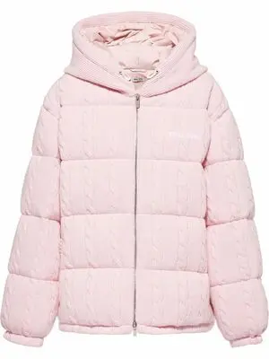 Miu Miu Cable-Knit Padded Jacket - Pink | Editorialist