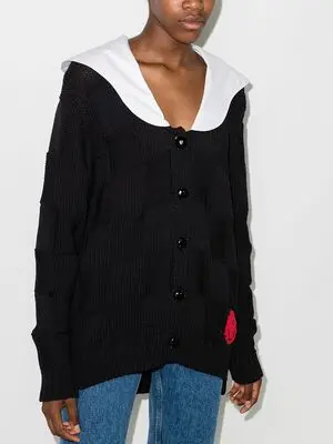 GANNI Smiley Motif Oversized Collar Cardigan