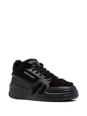 GIUSEPPE ZANOTTI Talon Shearling-trim High-top Sneakers - Black