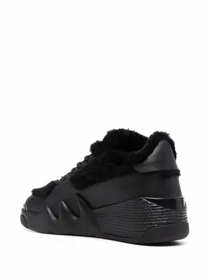 GIUSEPPE ZANOTTI Talon Shearling-trim High-top Sneakers - Black