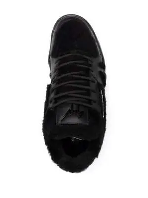 GIUSEPPE ZANOTTI Talon Shearling-trim High-top Sneakers - Black