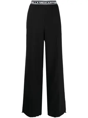 Stella McCartney Logo-waistband Wide-leg Trousers - Black