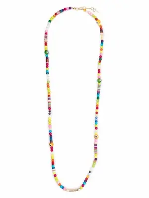 Palm Angels Long Logo Rainbow Beaded Necklace