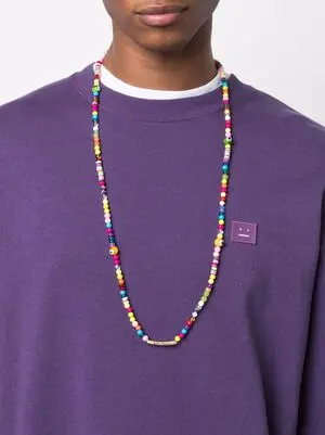 Palm Angels Long Logo Rainbow Beaded Necklace