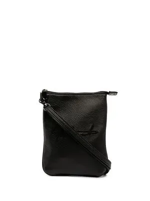 Yohji Yamamoto Logo-embroidered Leather Shoulder Bag - Black