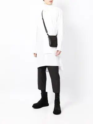 Yohji Yamamoto Logo-embroidered Leather Shoulder Bag