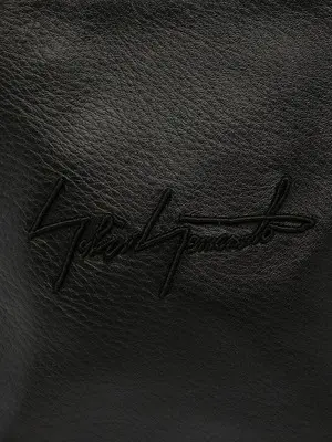 Yohji Yamamoto Logo-embroidered Leather Shoulder Bag