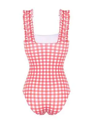 Ephemera Checked Ruffle-trimmed Swimsuit