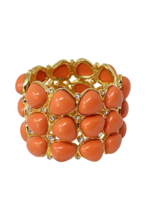 KENNETH JAY LANE Kenneth Jay Lane 3 Row Coral Rounded Bracelet Coral