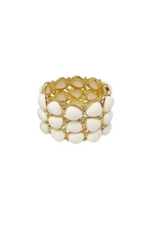 KENNETH JAY LANE Kenneth Jay Lane 3 Row Hinged Bracelet White