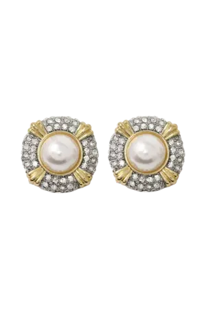 KENNETH JAY LANE Pearl Center Button Clip-on Earrings White