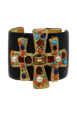 KENNETH JAY LANE Enamel Cuff - Black