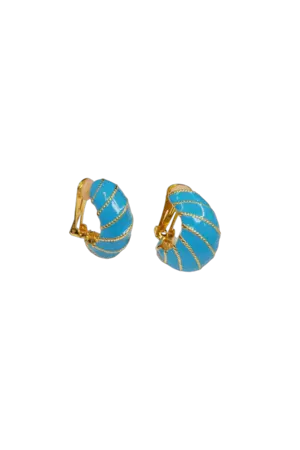 KENNETH JAY LANE Turquoise Hoop Clip Earrings - Gold