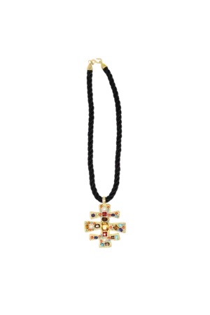 KENNETH JAY LANE Satin Multi Stone Pendant - Gold