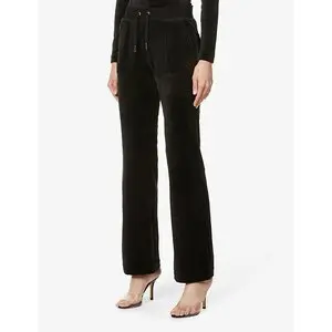Juicy Couture Logo-embroidered Velour Trousers - Black
