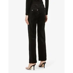 Juicy Couture Logo-embroidered Velour Trousers - Black