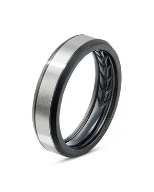 David Yurman Titanium Beveled Band - Silver/black