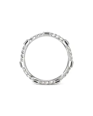 David Yurman 18k Cable Collectibles Diamond Stack Ring - White Gold