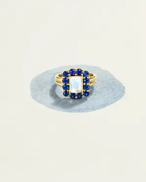 Temple St. Clair 18k Yellow Gold Moonstone And Blue Sapphire Ring