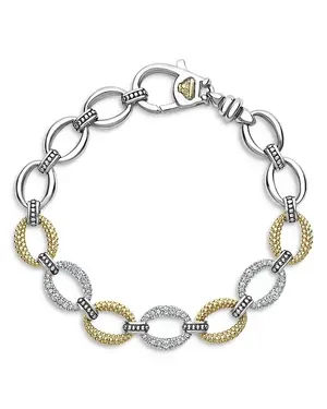 Lagos Caviar Luxe Diamond Link Bracelet - Silver/gold