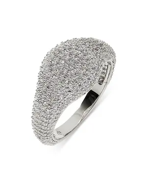 Nadri Pave Signet Ring - Silver