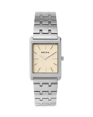 BREDA Rectangular Stainless Steel Watch - White/silver