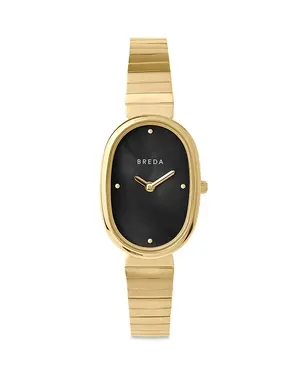 BREDA Jane Watch With Oval Black Dial And Gold Tone Case - Black/gold