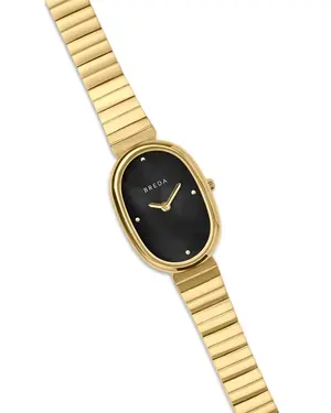 BREDA Jane Watch With Oval Black Dial And Gold Tone Case - Black/gold