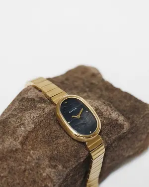 BREDA Jane Watch With Oval Black Dial And Gold Tone Case - Black/gold