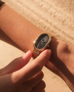BREDA Jane Watch With Oval Black Dial And Gold Tone Case - Black/gold