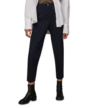 Whistles Lila Tapered Ponte Cropped Pants - Navy