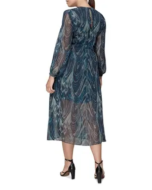 Whistles Wave Print Ruched Dress