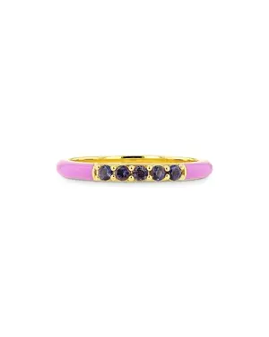 RACHEL REID JEWELRY 14k Yellow Gold And Enamel Iolite Ring
