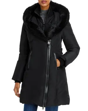 Mackage Kay Hooded Down Shearling Coat - Black