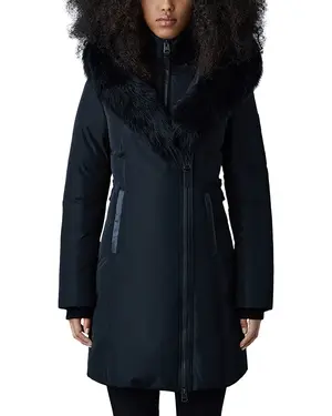 Mackage Kay Hooded Down Shearling Coat - Black