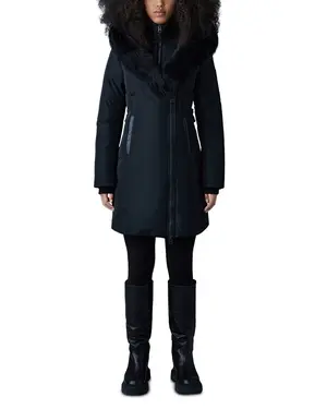 Mackage Kay Hooded Down Shearling Coat - Black