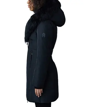 Mackage Kay Hooded Down Shearling Coat - Black