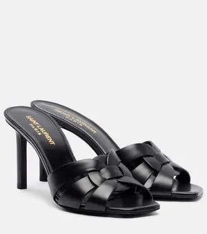 Saint Laurent Tribute 85 Leather Sandals - Black