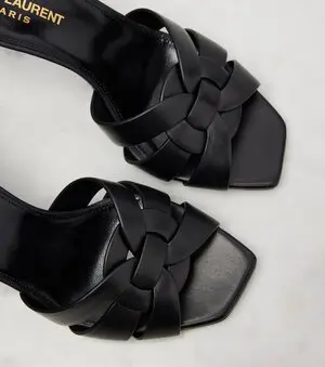Saint Laurent Tribute 85 Leather Sandals - Black