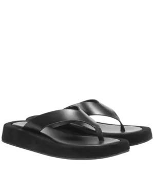 THE ROW Ginza Leather And Suede Sandals - Black