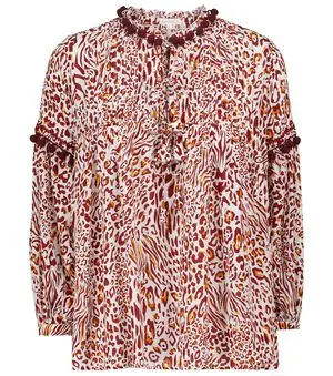 Poupette St Barth Clara Leopard-print Blouse - Red