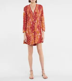 Poupette St Barth Ola Fringed Printed Minidress