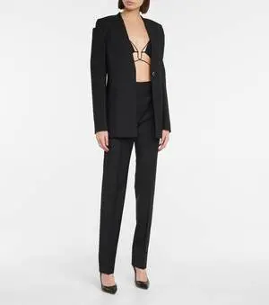 NENSI DOJAKA Tie-trimmed Gabardine Bra - Black