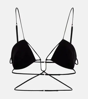 NENSI DOJAKA Tie-trimmed Gabardine Bra - Black